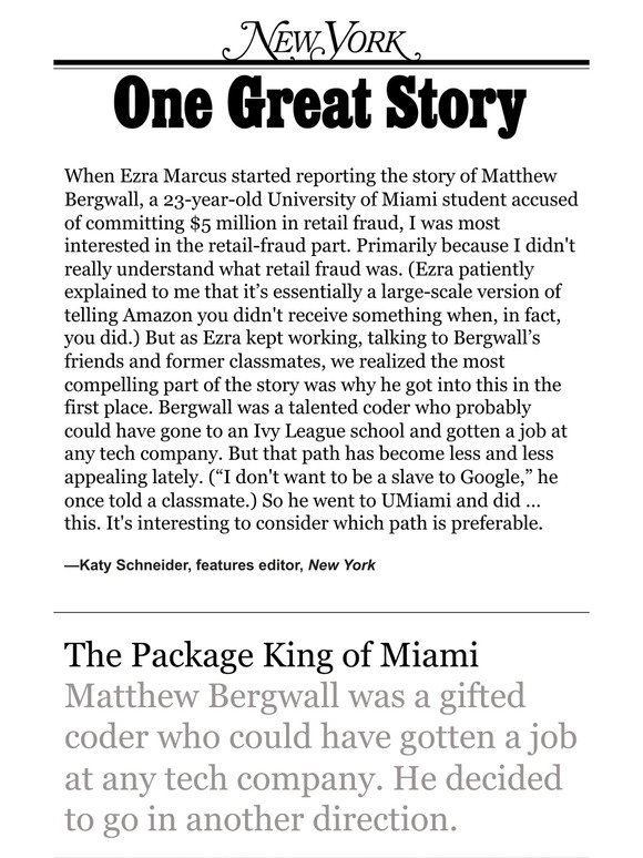 The Cut: ‘The Package King of Miami,’ by Ezra Marcus | Milled