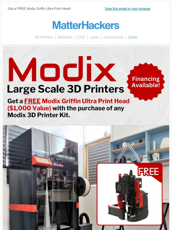 MatterHackers: Get a FREE Modix Griffin Ultra Print Head with the ...