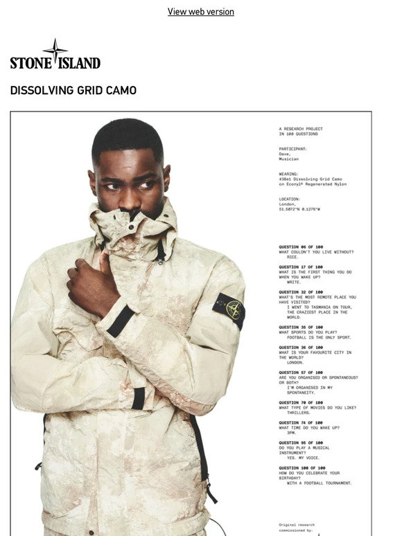 Stone Island: Dissolving Grid Camo | Milled