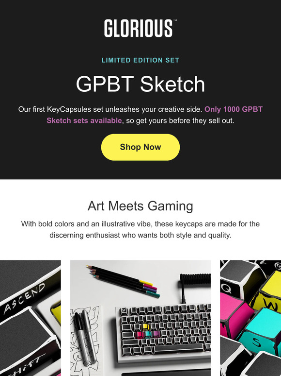 Glorious PC Gaming Race: GPBT Sketch keycaps are here! 🎨 | Milled