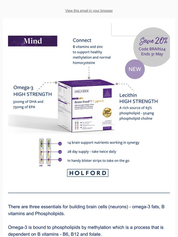 Holford: Three Essential Brain Building Nutrients in one Pack | Milled