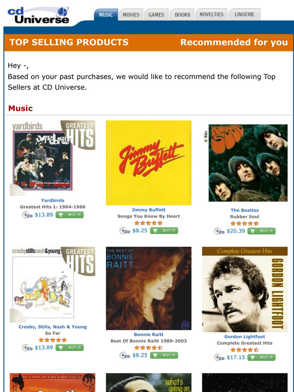 CD Universe: Music Top Sellers at CD Universe | Milled