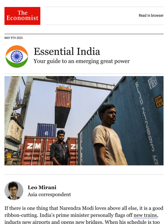 The Economist: Essential India: Why India’s infrastructure binge ...