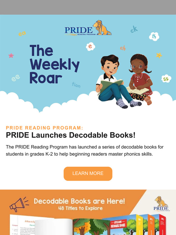 PRIDE Reading Program: 🦁 Weekly Roar - 📚 Decodable Books Have Launched ...