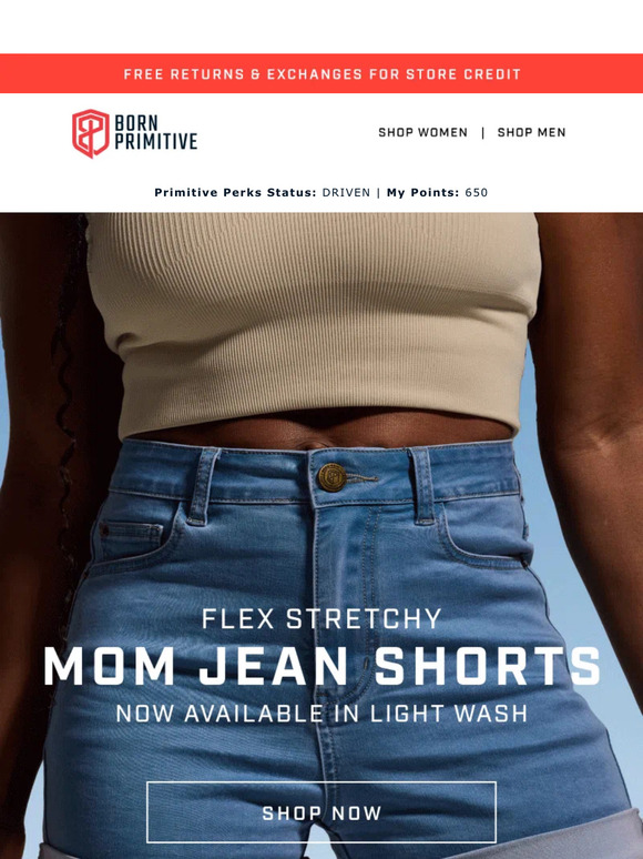 Born Primitive: NEW Light Wash For Your Favorite Mom Shorts | Milled