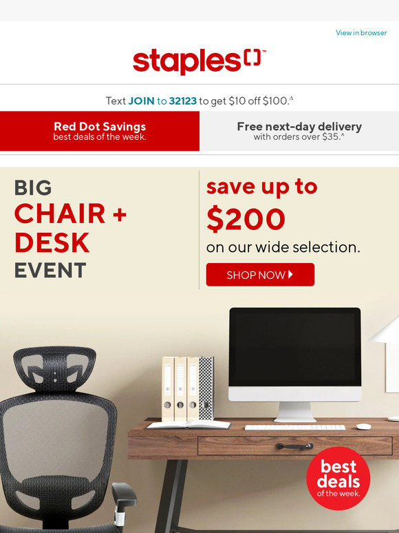 Staples: 📢You're invited: Save up to $200 on our wide selection. | Milled