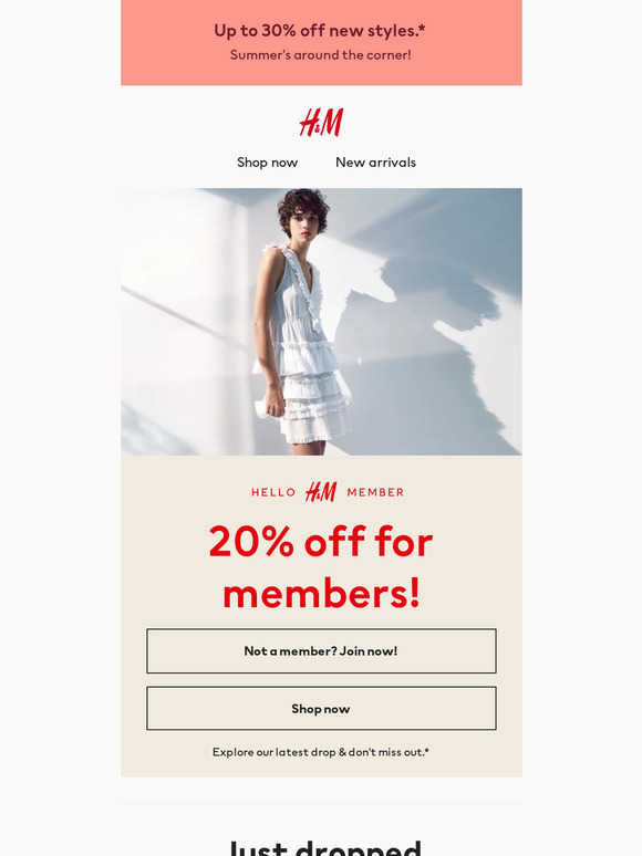 H&M: Member perk: 20% off | Milled