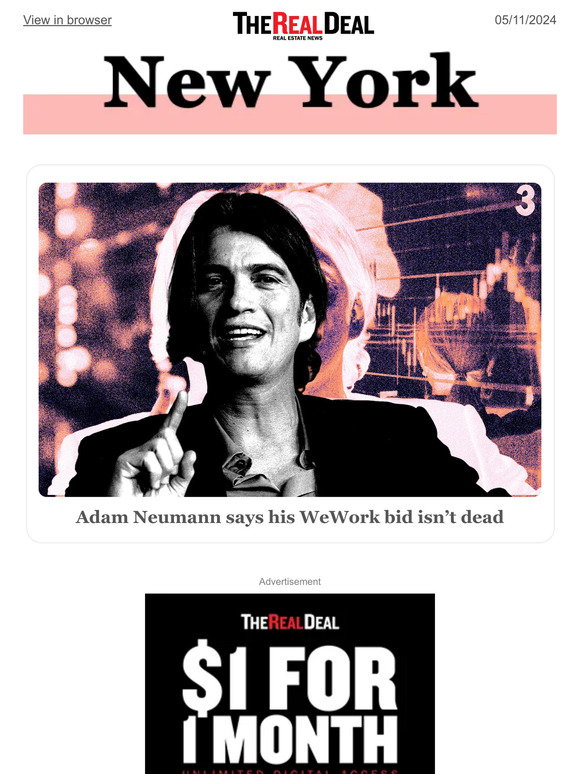 The Real Deal: Adam Neumann's WeWork bid still alive, Blackstone sells ...