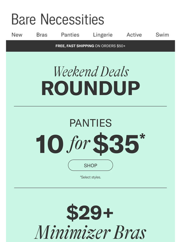 Bare Necessities: So Many Savings: $39 Bras & Shape, $29 Minimizers ...