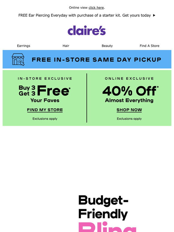 Claire's: Shop earrings for every budget in-store & online | Milled
