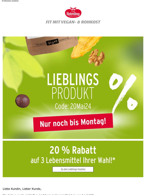 Keimling: Nur noch kurze Zeit: 20% auf Ihre Top 3 Foods! 🌱 | Milled