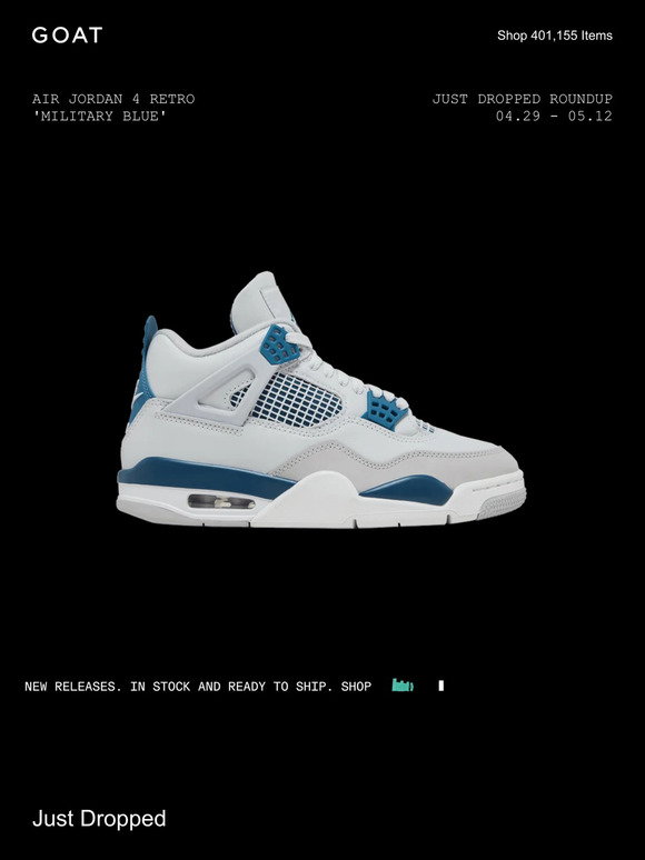 GOAT: [SEED] Just Dropped: Air Jordan 4 Retro 'Military Blue' and More ...
