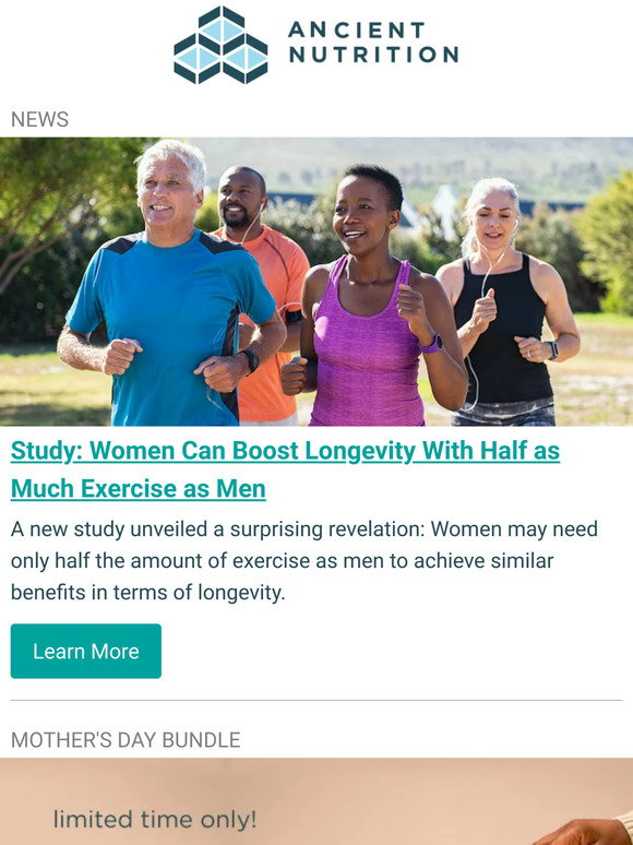 Ancient Nutrition: Women Can Boost Longevity With Half as Much Exercise ...