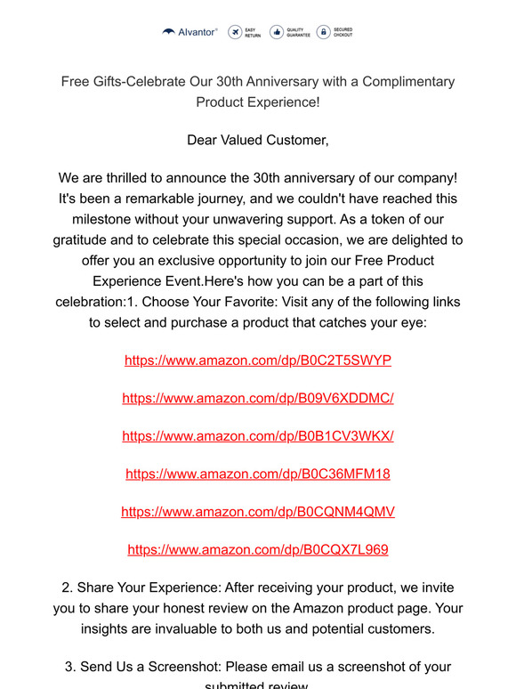 Alvantor Industry Co.,Ltd.: Free Gifts-Celebrate Our 30th Anniversary ...