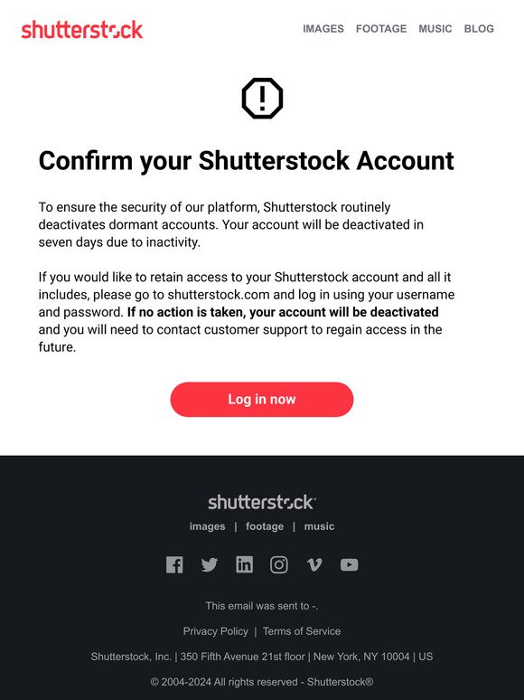 Shutterstock: Action Required: Log in to your Shutterstock account | Milled