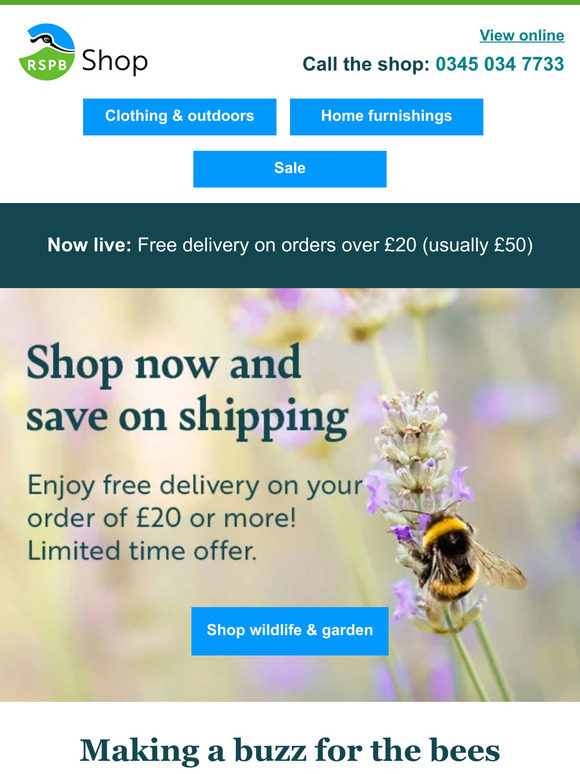 RSPB: Free shipping alert! Shop now and celebrate World Bee Day with us ...