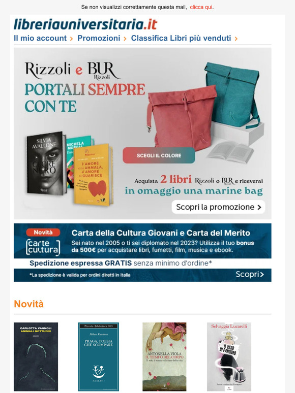 Libreria Universitaria: In omaggio una Marine Bag con due Libri Rizzoli ...