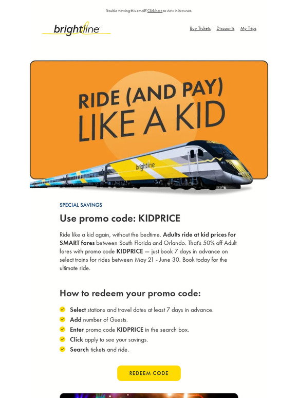 Brightline: Deal alert: Adults pay kid prices. 😮 | Milled