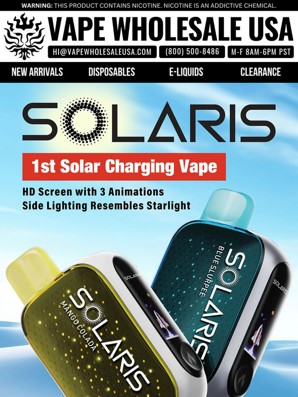 Vape Wholesale USA: SOLAR CHARGING VAPE?? 😎 Introducing the NEW Solaris ...