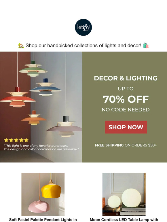 Letifly: 🏡 Extended! Lights & Decor Up to 70% Off | Milled