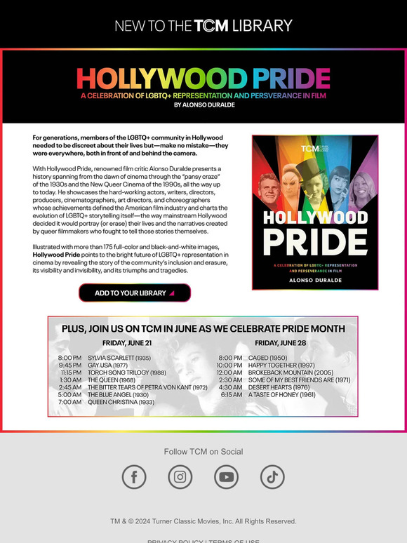 Turner Classic Movies: New to the TCM Library! Hollywood Pride: A ...