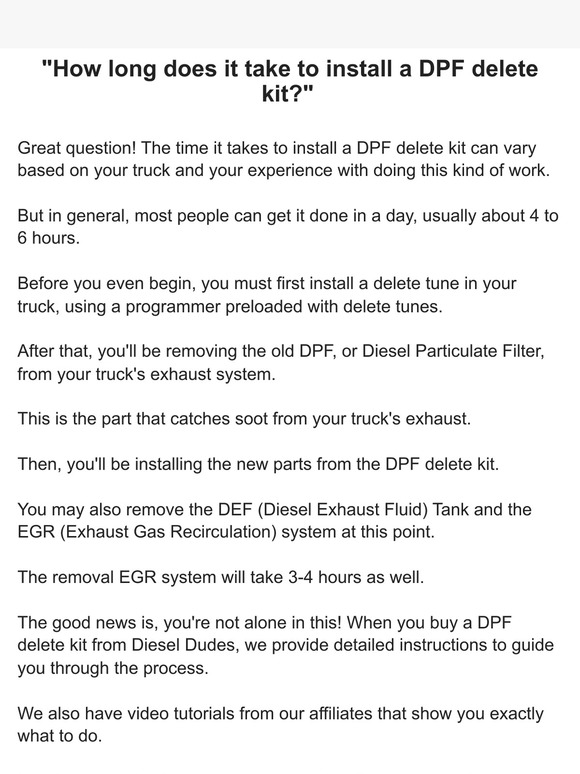 The Diesel Dudes: How long does it take to install a DPF delete kit? 🤔 ...