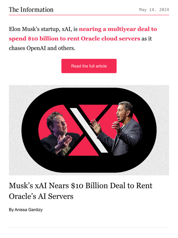 The Information: Exclusive: Musk’s xAI Nears $10 Billion Deal to Rent ...