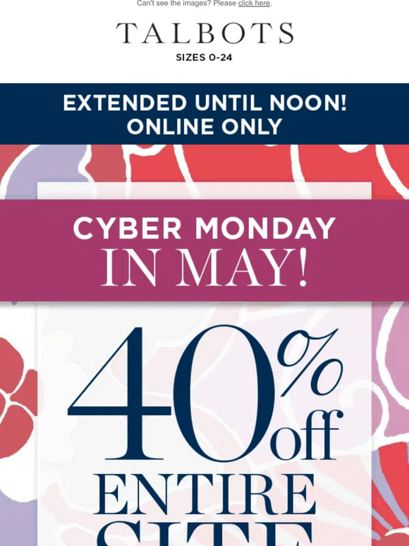 Talbots: EXTENDED UNTIL NOON! 40% off ENTIRE site + FREE shipping | Milled
