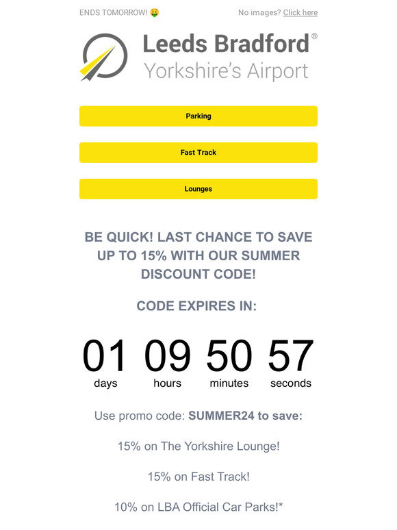 Leeds Bradford Airport: Last Chance: Save Up to 15% Off! Use This ...