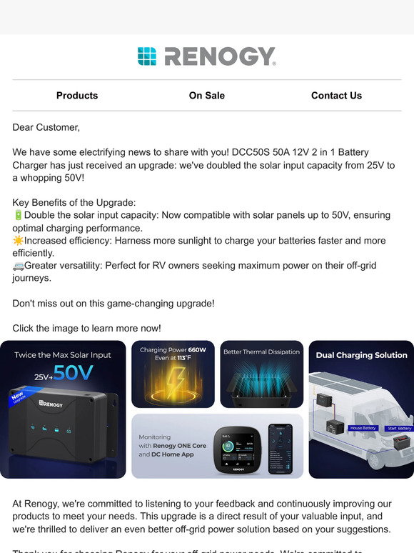 Renogy: Exciting News! Upgraded Solar Input for DCC50S 50A DC to DC ...
