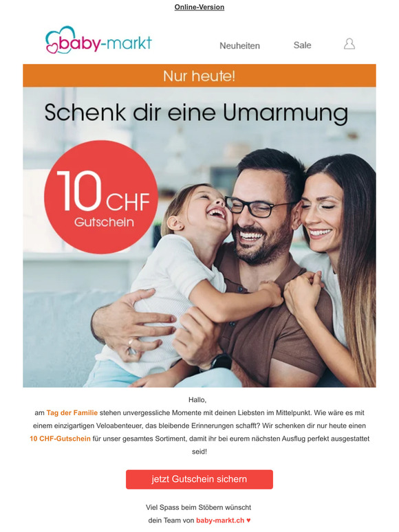 Baby-Markt: Dein 10 CHF-Gutschein zum Tag der Familie 👨‍👩‍👧 | Milled