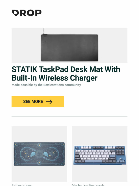 Drop: STATIK TaskPad Desk Mat With Built-In Wireless Charger, Phangkey ...