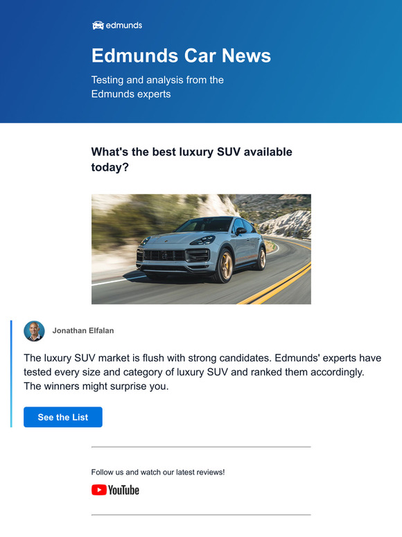 Edmunds: Car News — Best Luxury SUVs, Electric G-Wagen and Rivian ...