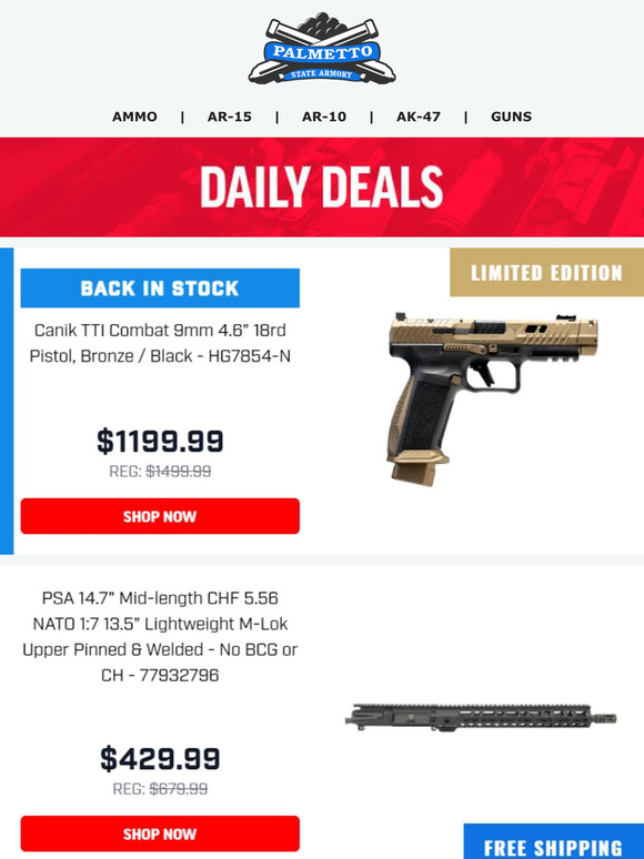 Palmetto State Armory: Back in Stock! | Limited Edition Canik TTI ...