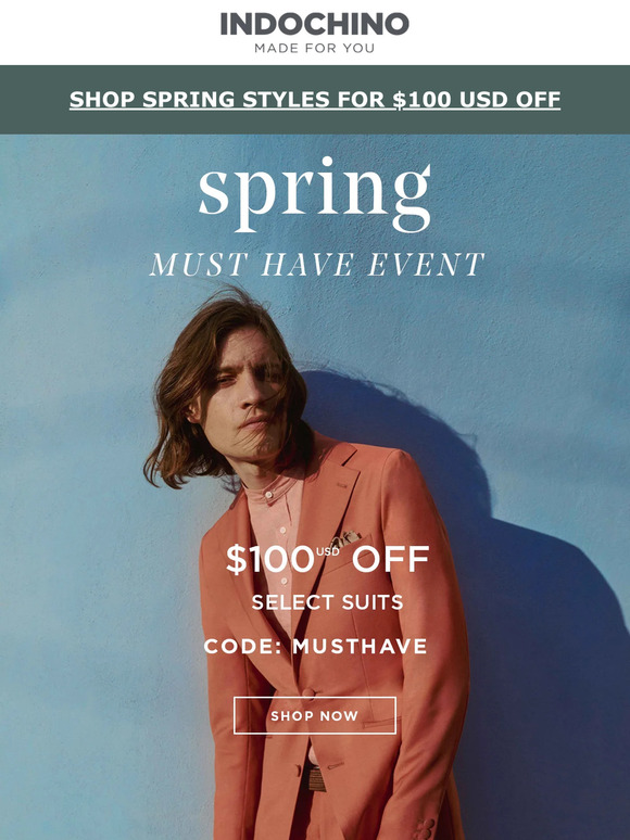 Indochino: Must Have for Spring: Custom suits for $100 USD off📝 | Milled
