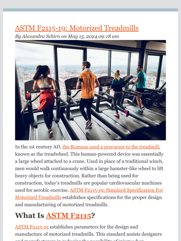 ANSI: New from the ANSI Blog: ASTM F2115-19: Motorized Treadmills | Milled