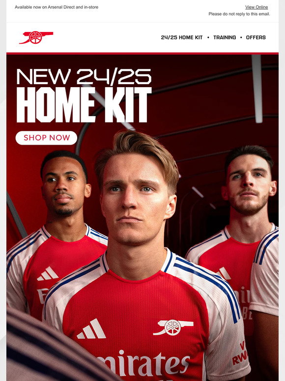 Arsenal: Our new 24/25 Home Kit – Available now | Milled