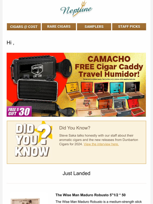 Neptune Cigar: More Swag with Camacho, Zino Nicaragua and more! | Milled