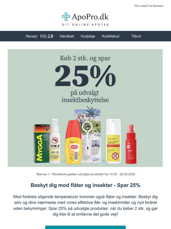 ApoPro: Spar 25% på produkter mod flåter og insekter | Milled