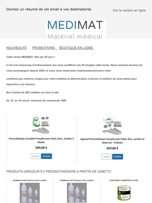 Medimat: BON D'ACHAT DE 20€ | Milled