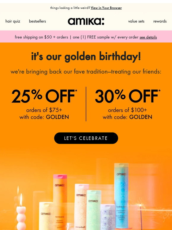 Amika: our golden birthday sale starts now | Milled
