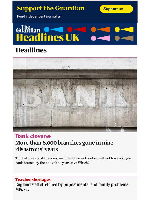 The Guardian: The Guardian Headlines: More than 6,000 bank branches now ...
