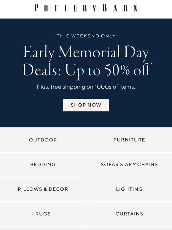 Pottery Barn Email Newsletters: Shop Sales, Discounts, and Coupon Codes