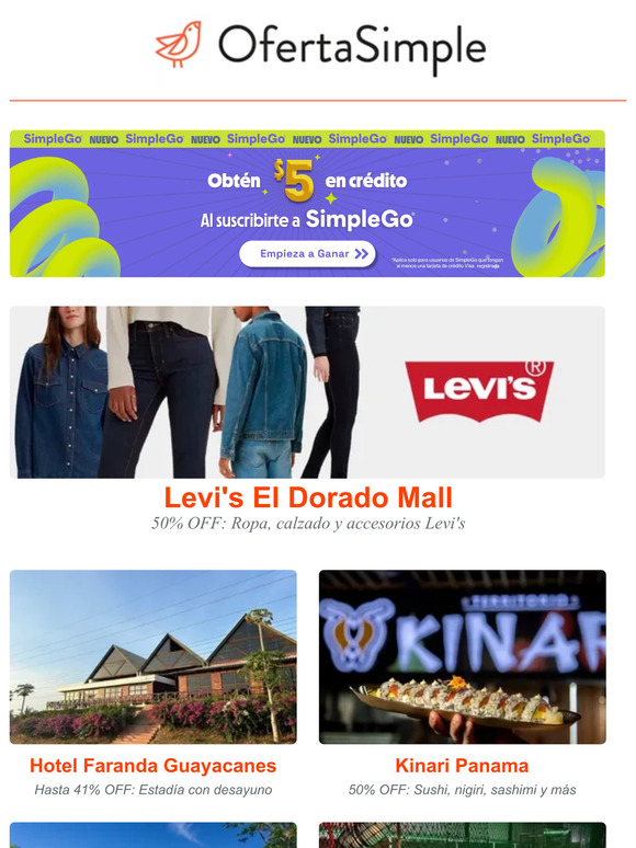 OfertaSimple: Levi's El Dorado Mall / Hotel Faranda Guayacanes / Kinari Panama / Red Frog Beach ...