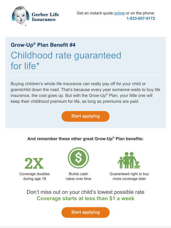 Gerber Life: One more thing to know: Your child's rate will never be ...