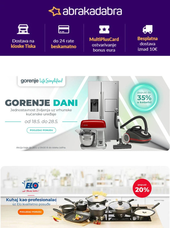 Abrakadabra: GORENJE DANI: popust do 35% u košarici 💥| Do 20% popusta na posuđe | Milled