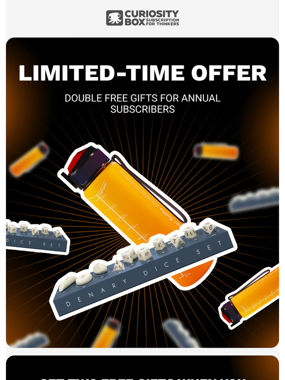Curiosity Box: Free Denary Dice & Light Year Bottle: Limited-Time Offer ...
