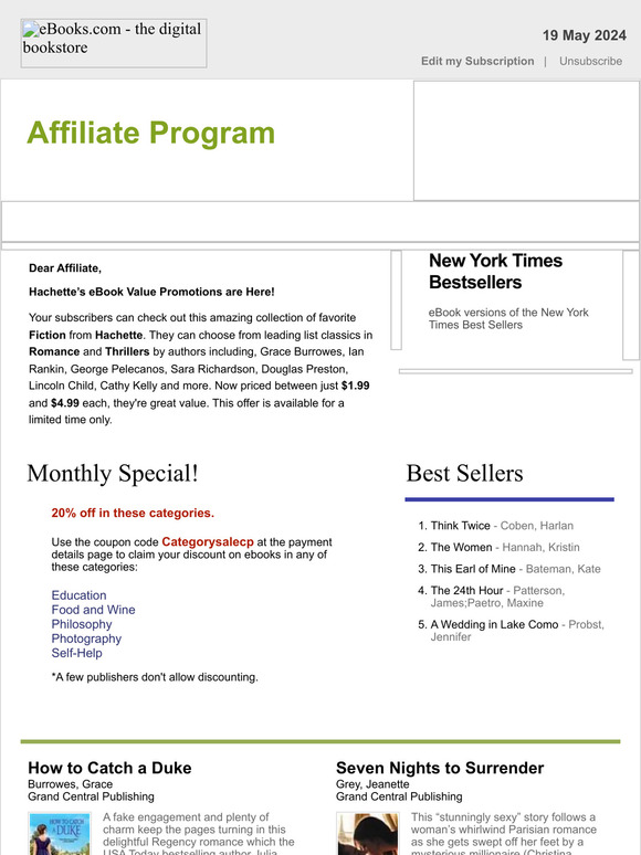 eBooks: Affiliate Program : Hachette's Thrilling Price Promotions ...