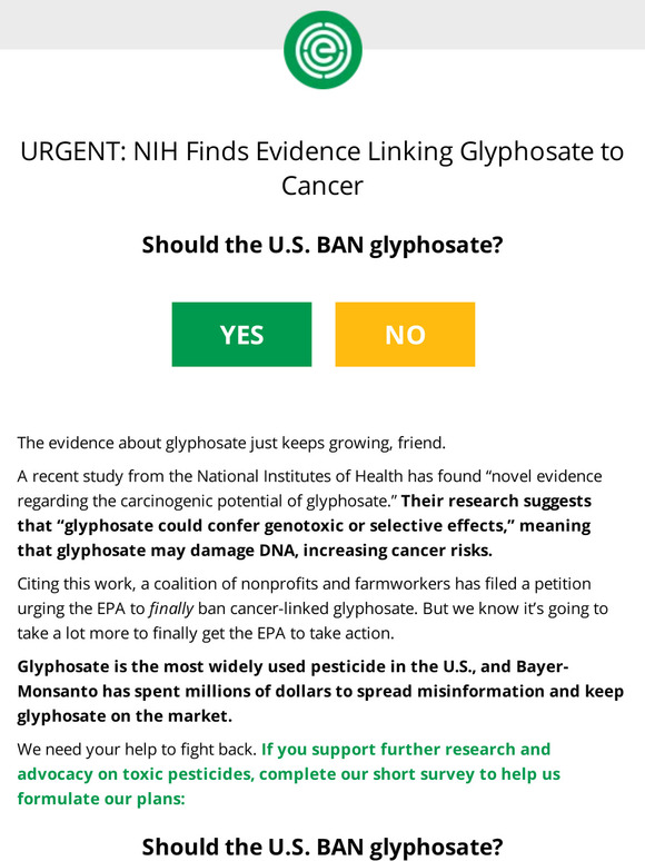 Environmental Working Group: WARNING: Cancer-causing glyphosate | Milled