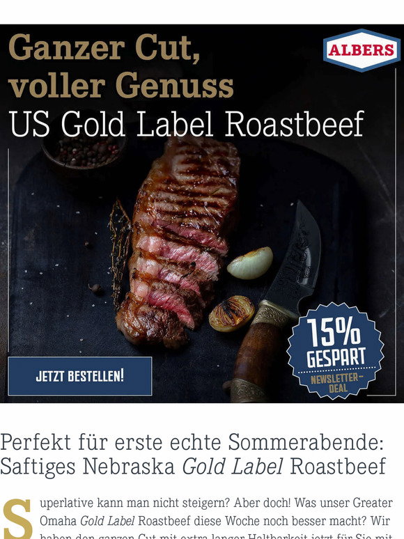 Albers Food: Ganzer Cut, voller Genuss: US Gold Label Roastbeef | Milled